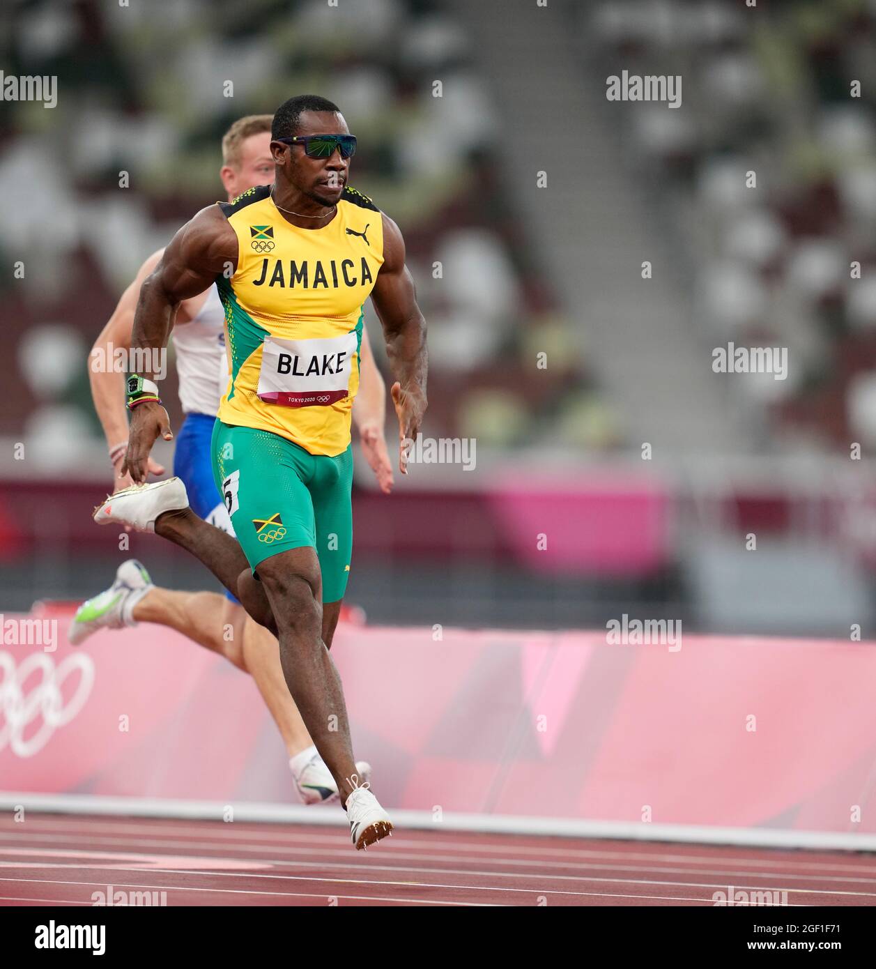 Yohan Blake running the 100 meters at the 2020 Tokyo Olympics Stock ...