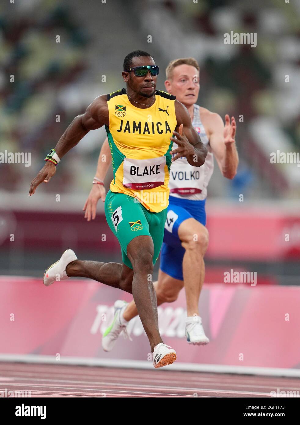 Yohan Blake running the 100 meters at the 2020 Tokyo Olympics Stock ...