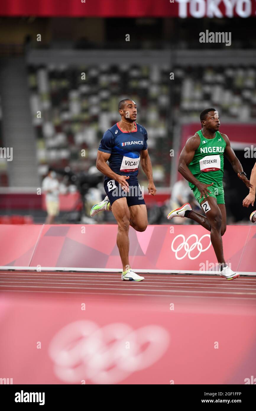 Jimmy Vicaut running the 100 meters at the 2020 Tokyo Olympics Stock ...