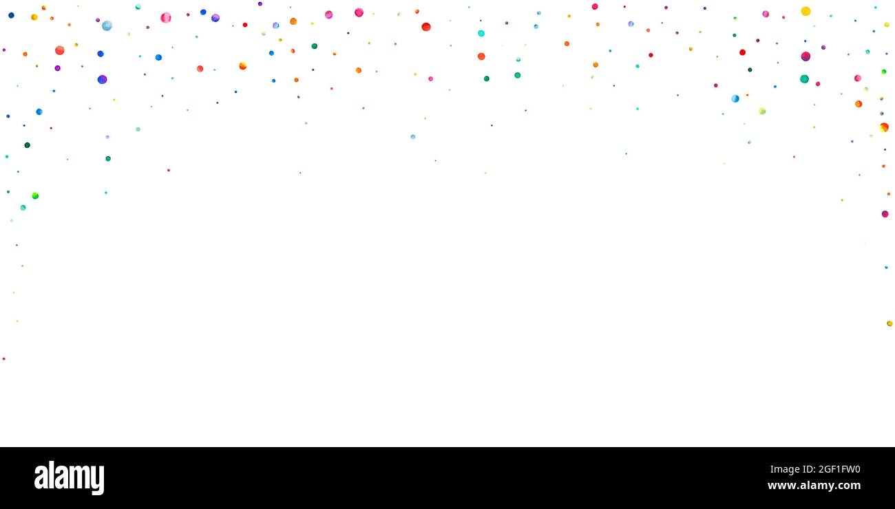 Watercolor confetti on white background. Adorable rainbow colored dots ...