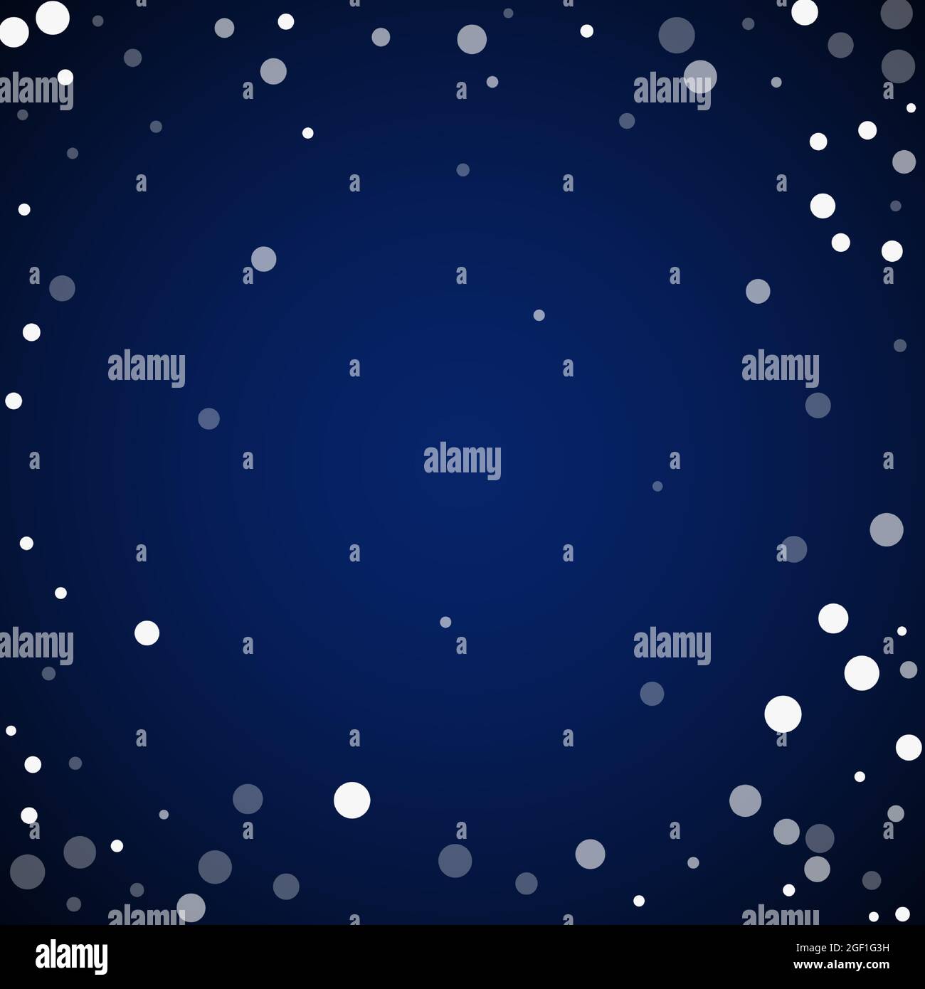White dots Christmas background. Subtle flying snow flakes and stars on ...