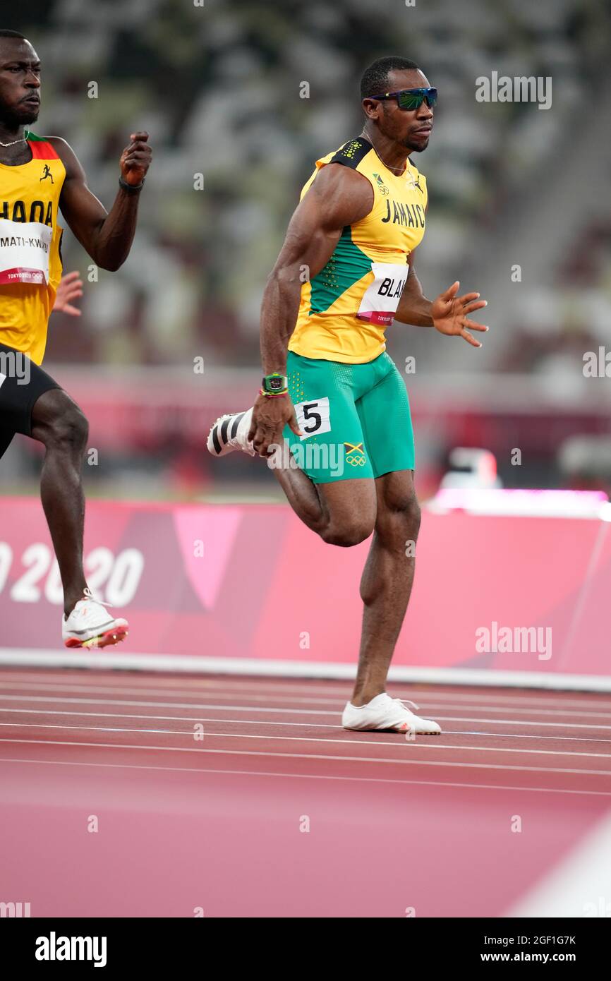 Yohan Blake running the 100 meters at the 2020 Tokyo Olympics Stock ...