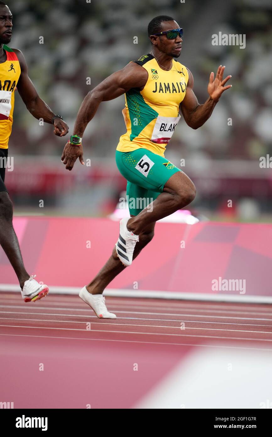Yohan Blake running the 100 meters at the 2020 Tokyo Olympics Stock ...