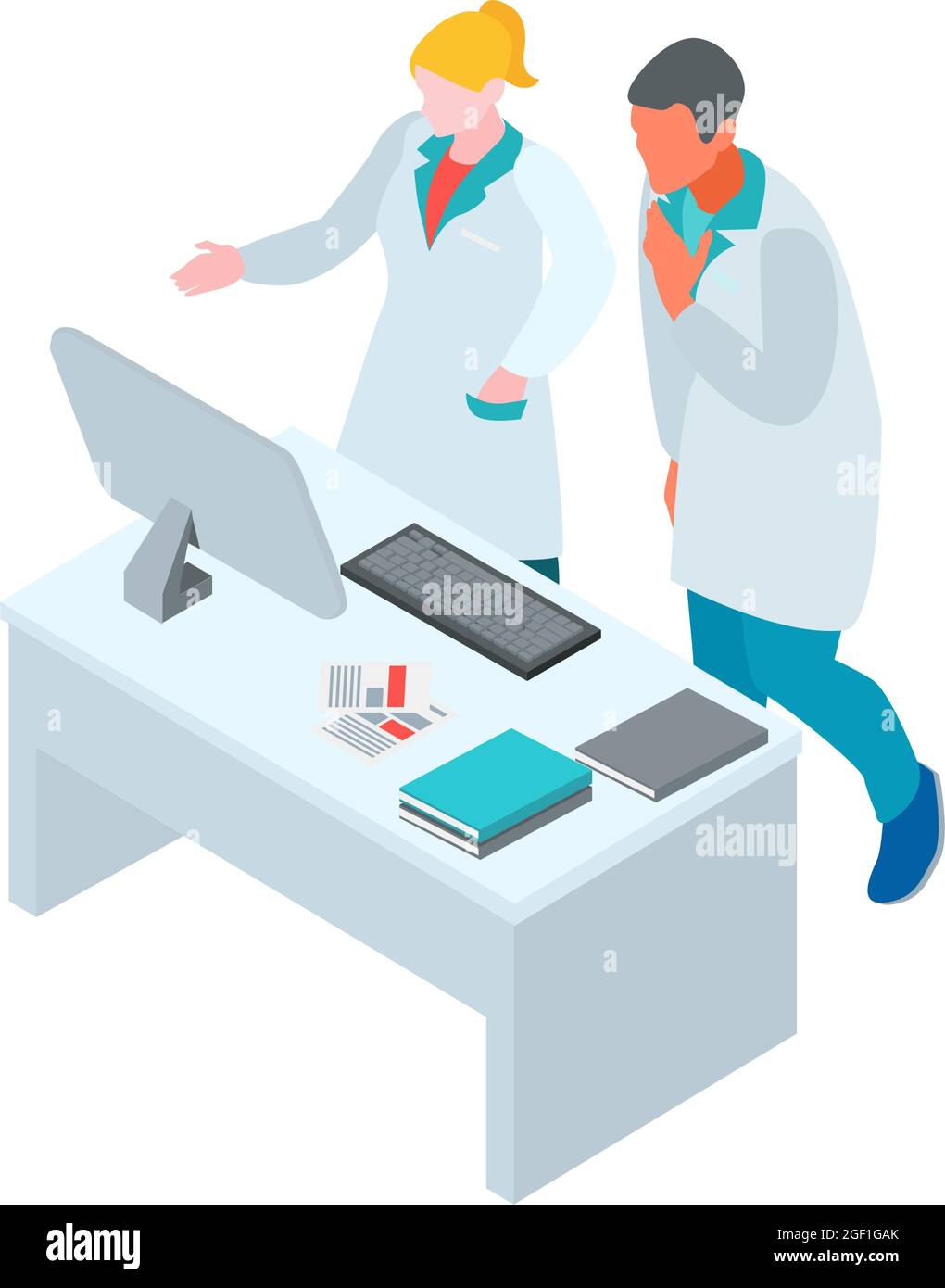 Isometric infectious disease doctor scientist virologist composition ...