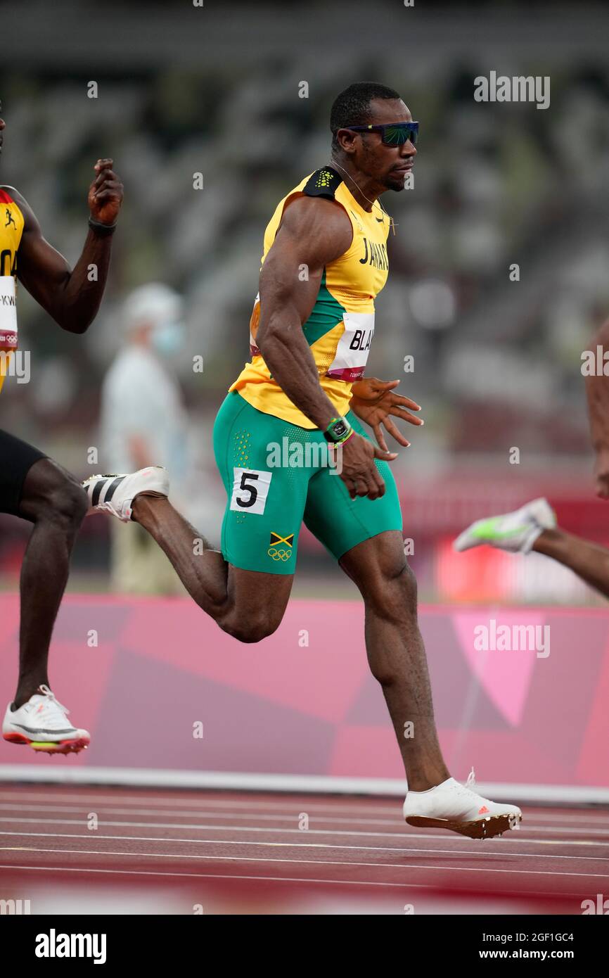 Yohan Blake running the 100 meters at the 2020 Tokyo Olympics Stock ...