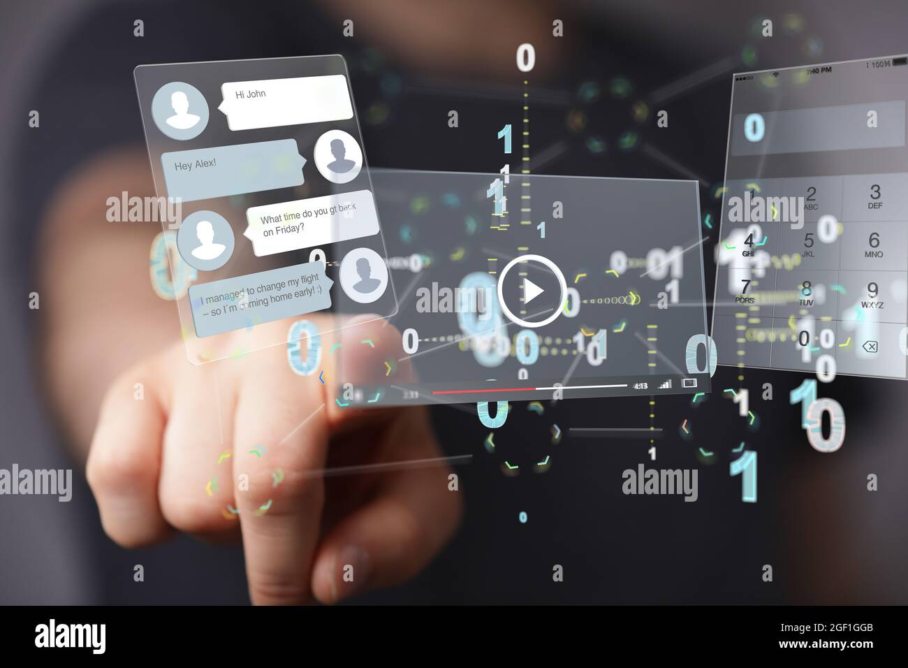 A 3D rendered virtual interface of chat and call web applications Stock ...