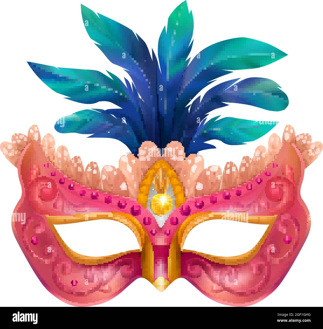 Realistic carvinal mask composition with isolated image of masquerade ...