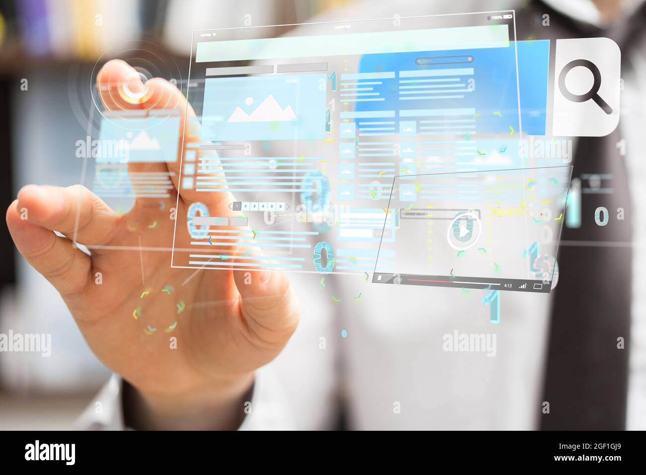 A hand touching a web application interface Stock Photo - Alamy