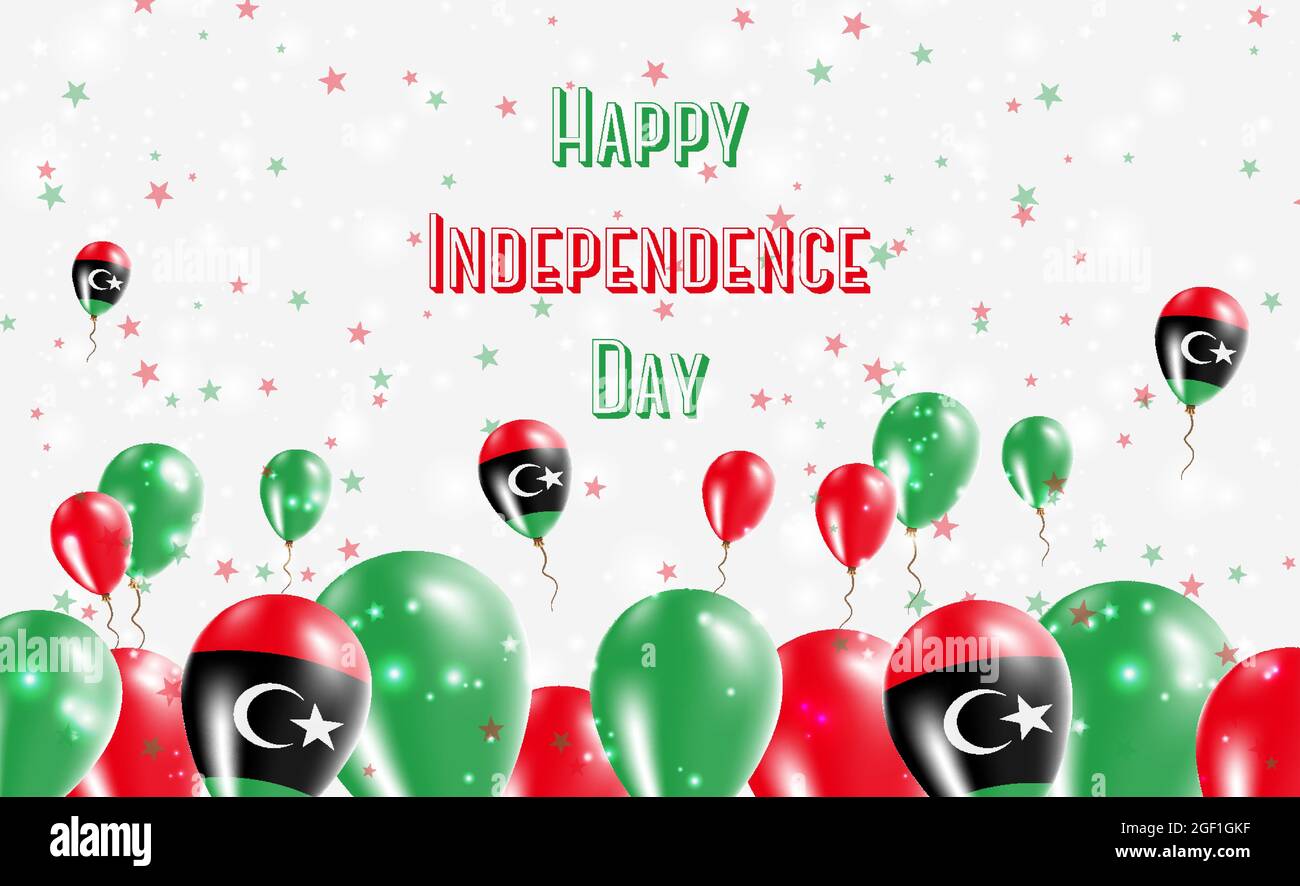 Libya Independence Day Patriotic Design. Balloons in Libyan National ...
