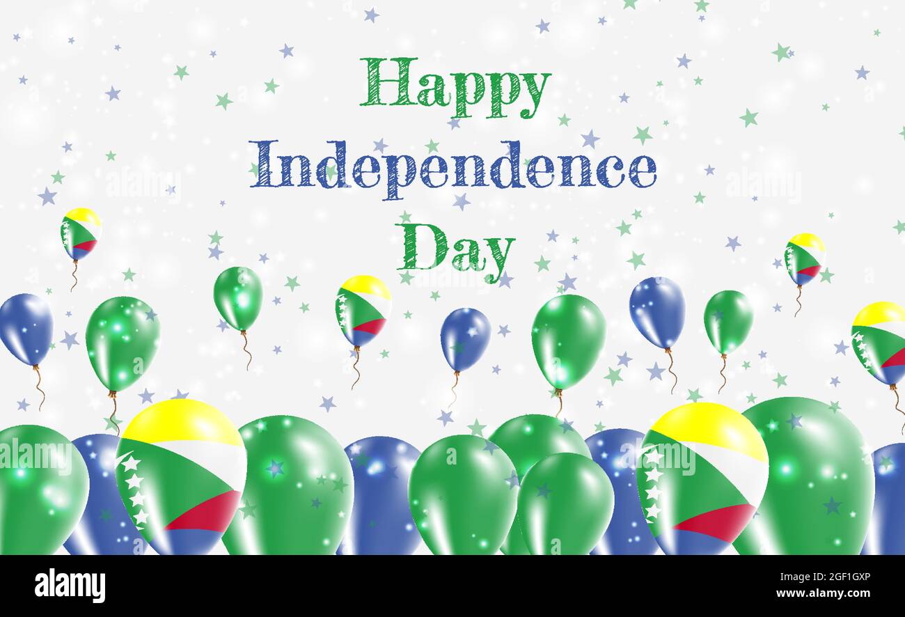 Comoros Independence Day Patriotic Design. Balloons in Comoran National ...