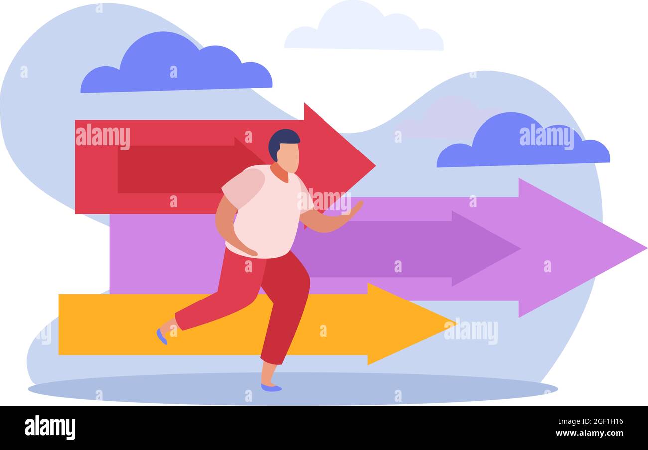 Winner people composition with man going towards his aim flat vector ...