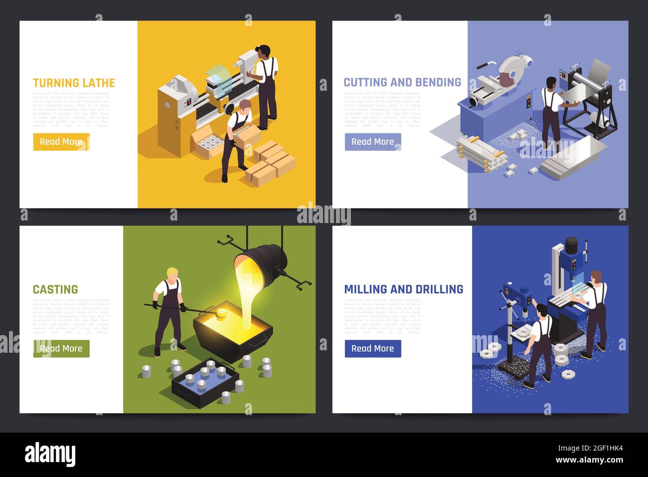 Metalworking operations 4 isometric web pages with turning lathe ...