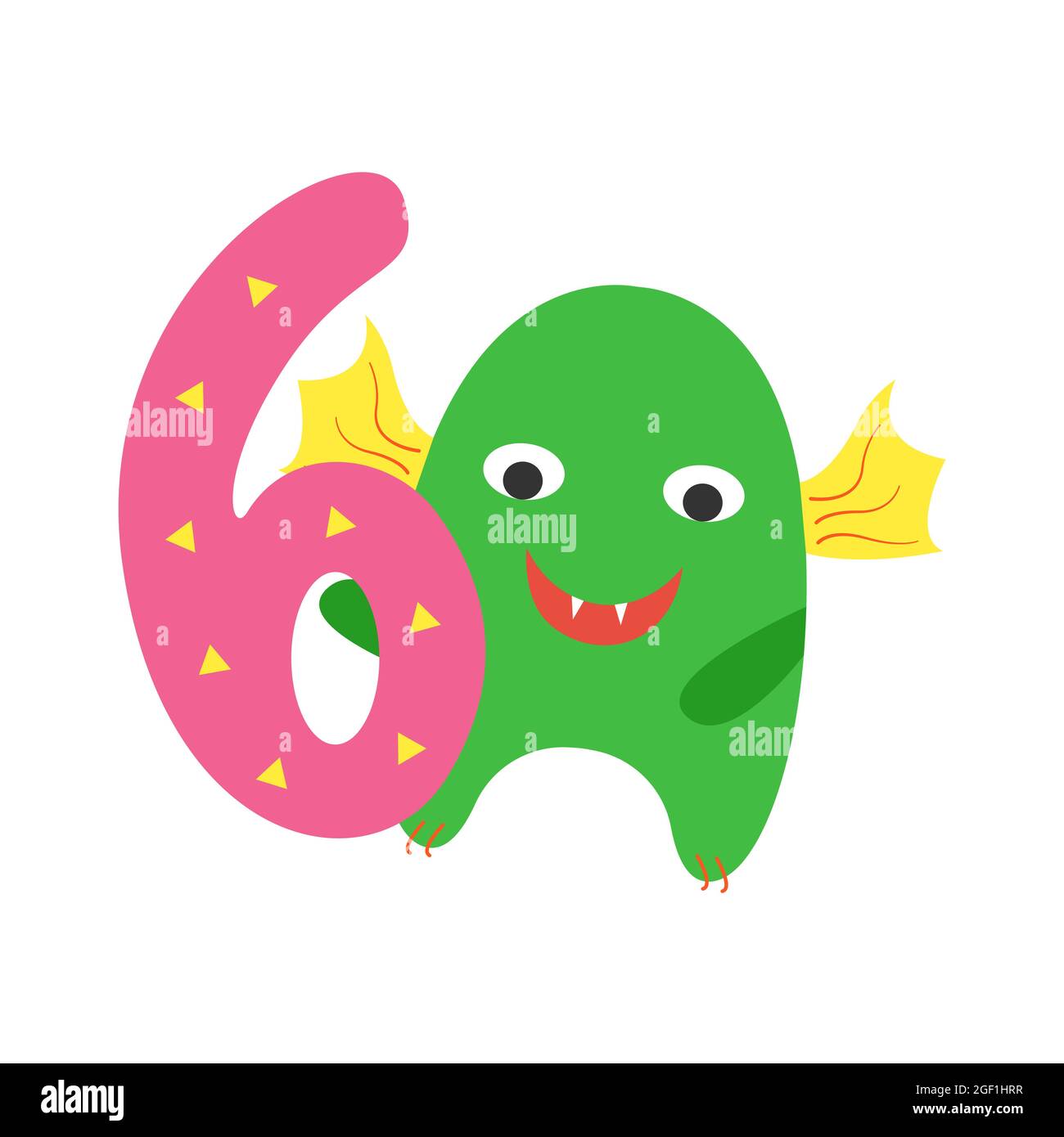 Monster green cute funny kind with wings and festive congratulatory ...