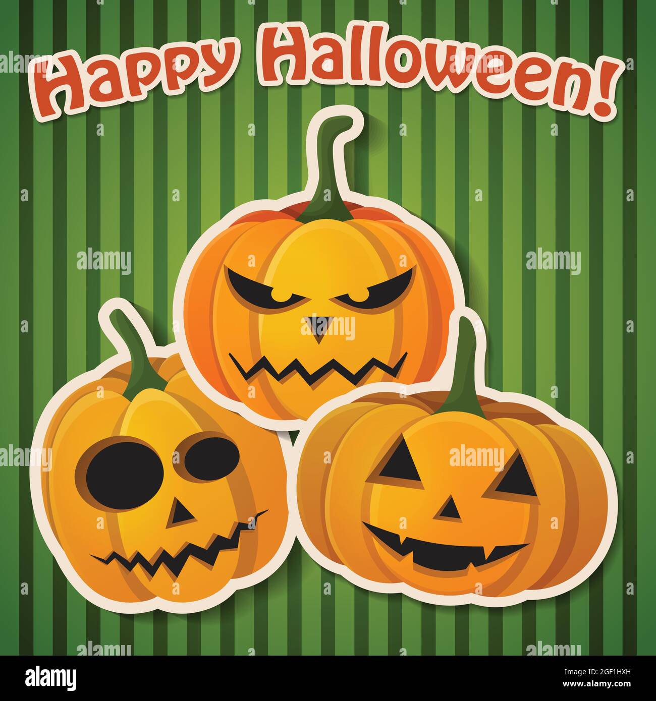 Happy Halloween line poster with green background and three different ...
