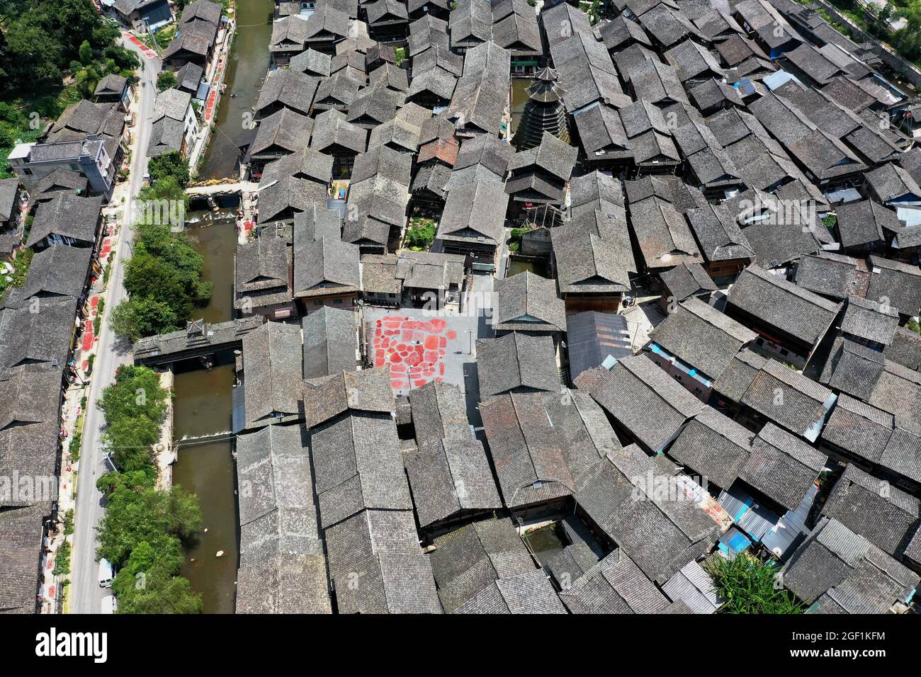 CONGJIANG, CHINA - AUGUST 22, 2021 - Aerial photo shows the scenery of ...