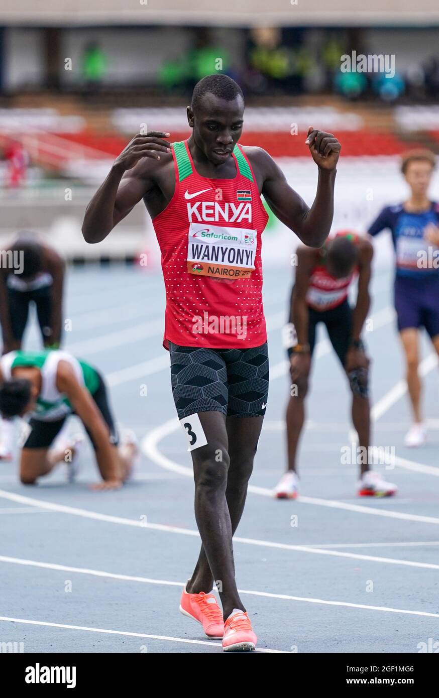 Nairobi, Kenya. 22nd Aug, 2021. Emmanuel Wanyonyi of Kenya celebrates ...