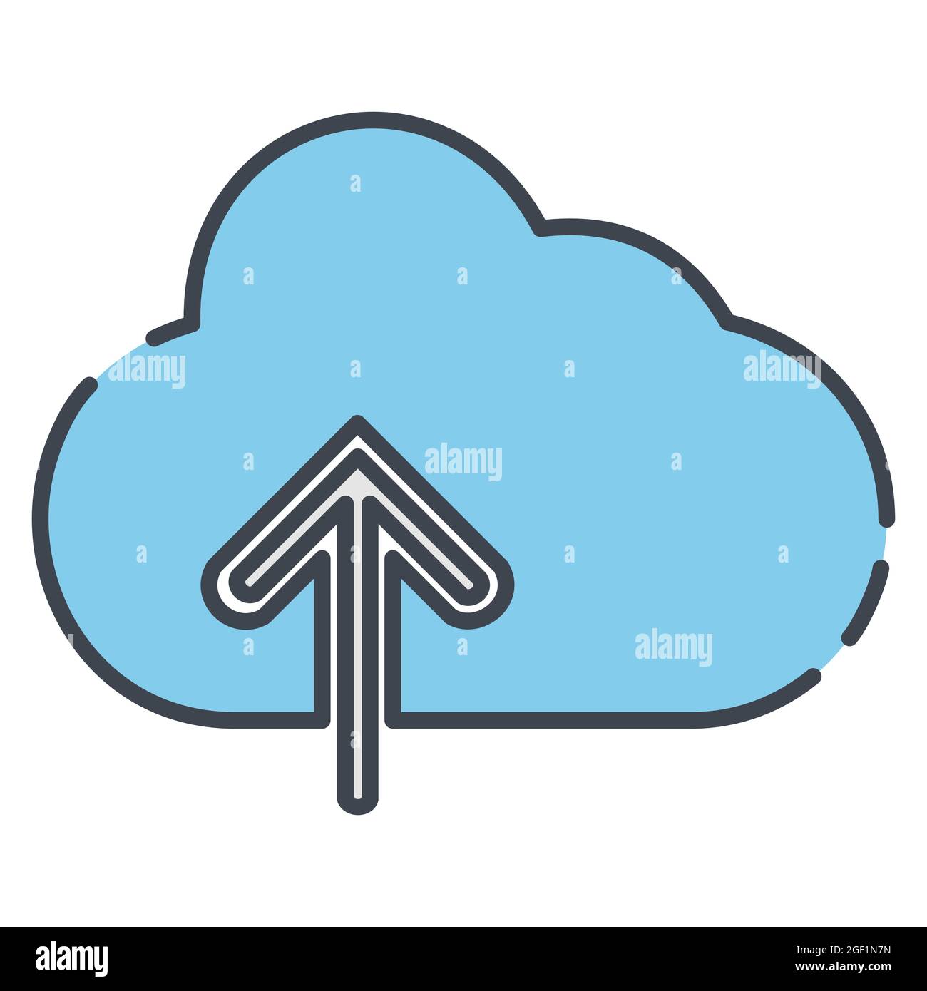 Icon Vector of Cloud with upward arrow - Line Cut Style - simple ...