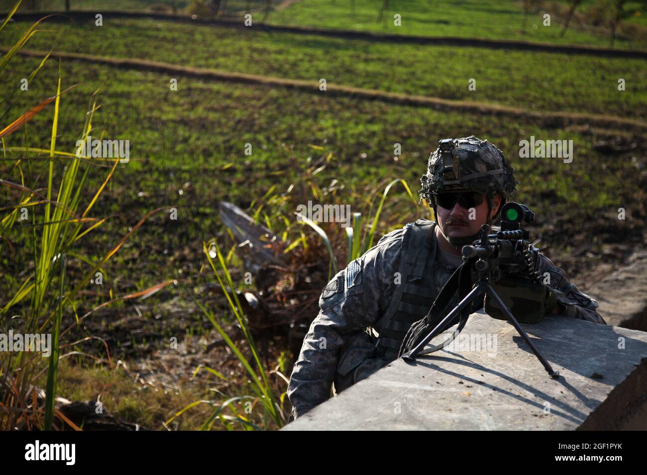 U.S. Army Spc. Matthew Spaulding, from Long Beach, Calif., assigned to ...