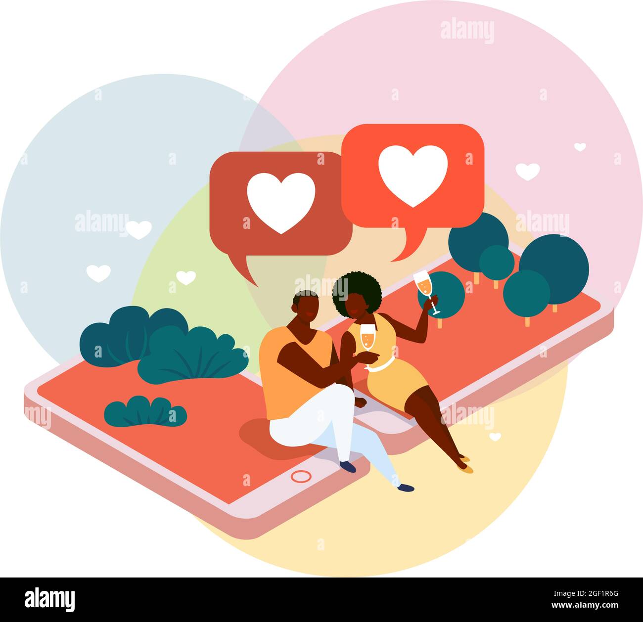 Virtual Love Isometric Composition Stock Vector Image & Art - Alamy