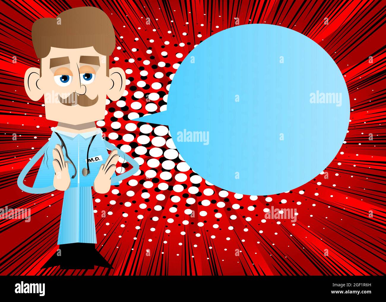 Funny cartoon doctor with clapping hands. Vector illustration Stock ...