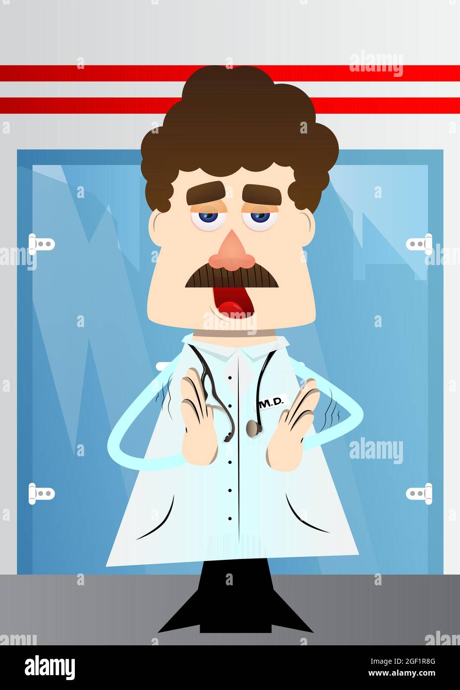 Funny cartoon doctor with clapping hands. Vector illustration Stock ...