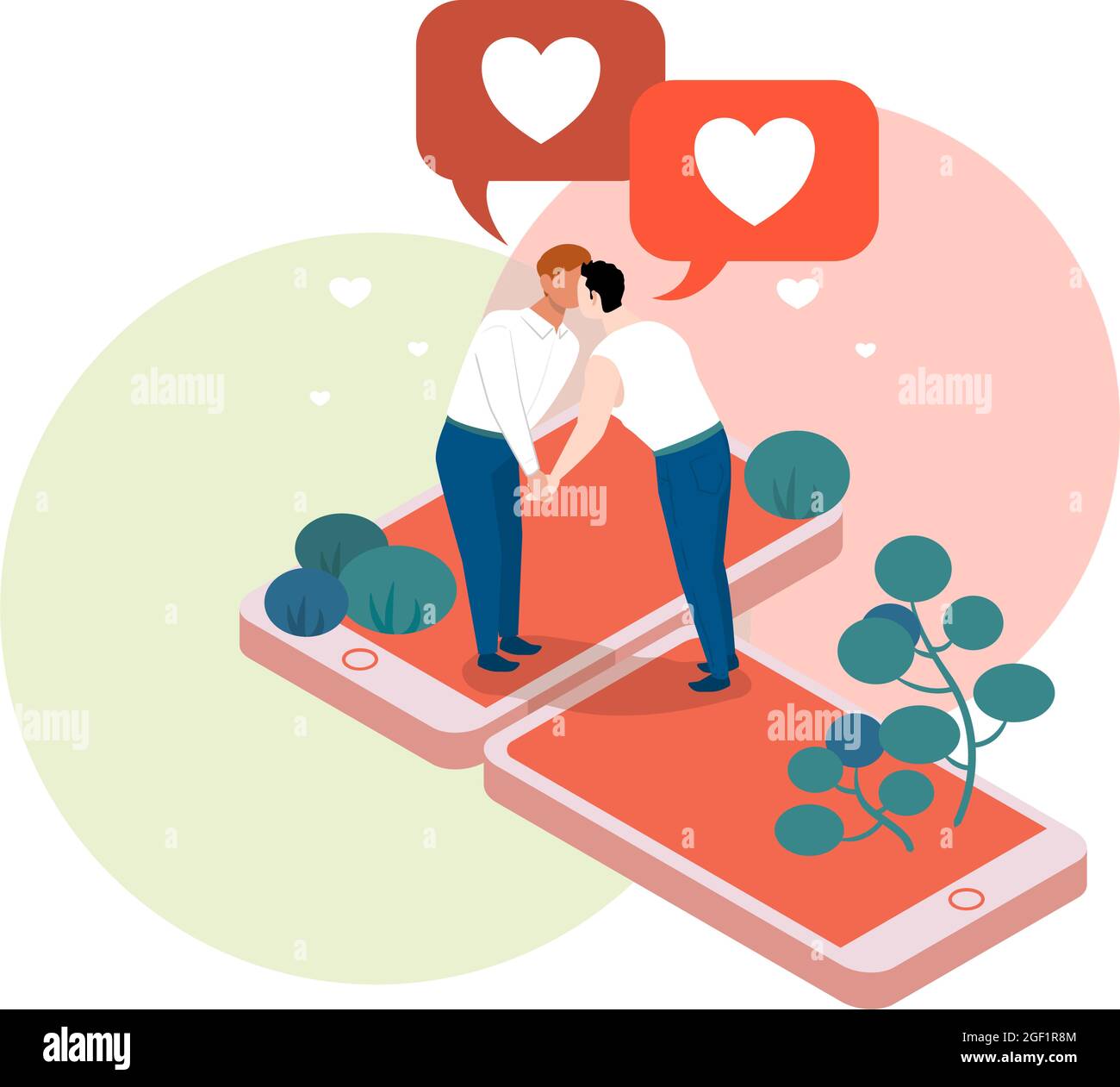 Virtual Love Isometric Composition Stock Vector Image & Art - Alamy