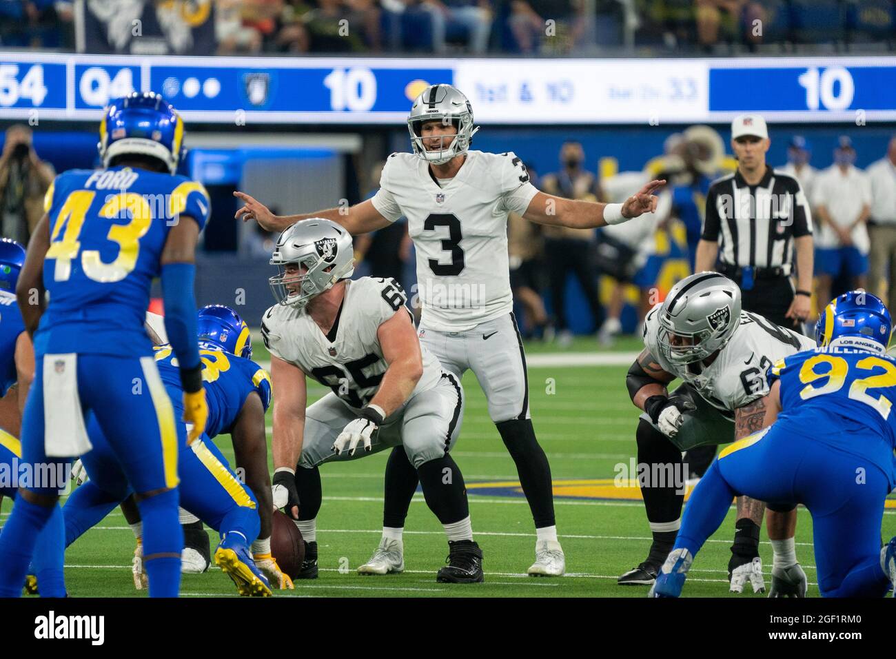 Las Vegas Raiders quarterback Nathan Peterman (3) during a NFL ...