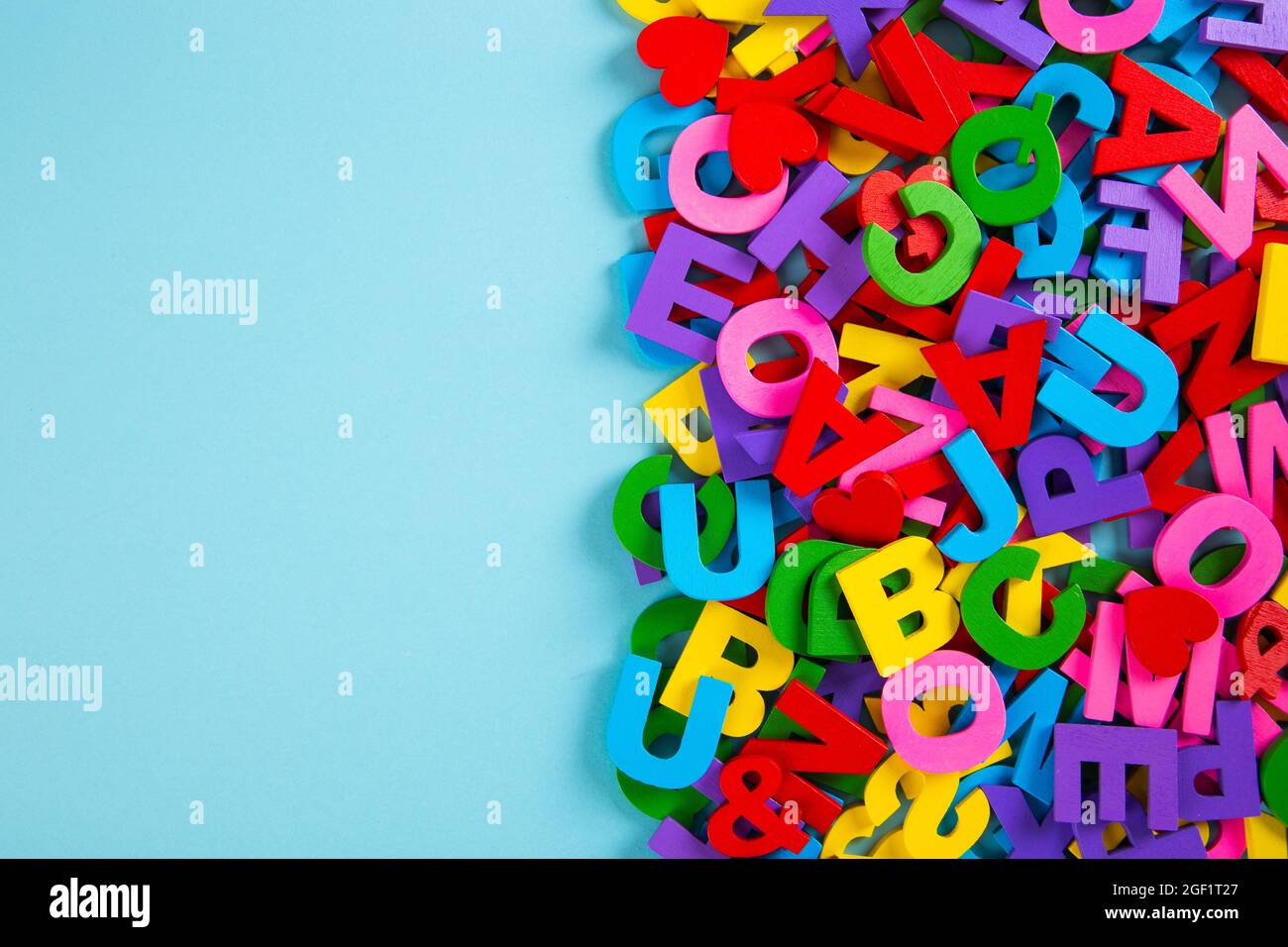 Set of colourful Alphabet on blue background Stock Photo - Alamy