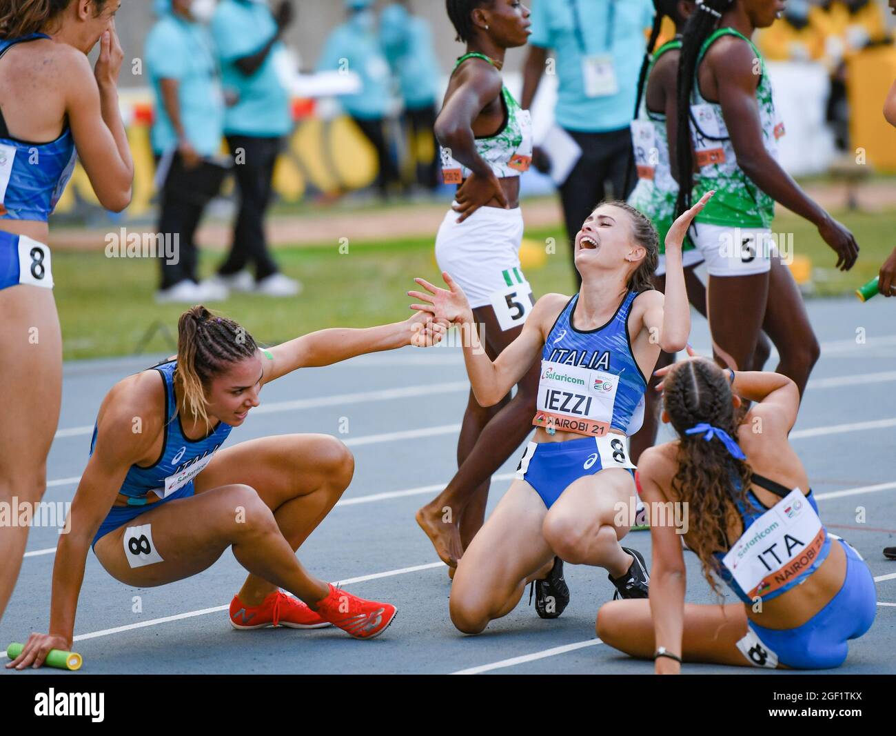 Nairobi, Kenya. 22nd Aug, 2021. Members of team Italy celebrate after ...