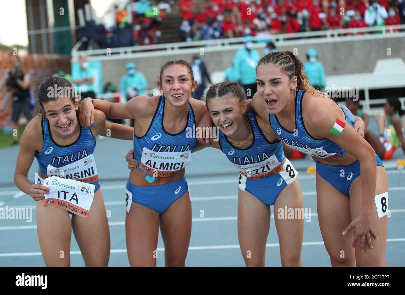 Nairobi, Kenya. 22nd Aug, 2021. Members of team Italy celebrate after ...