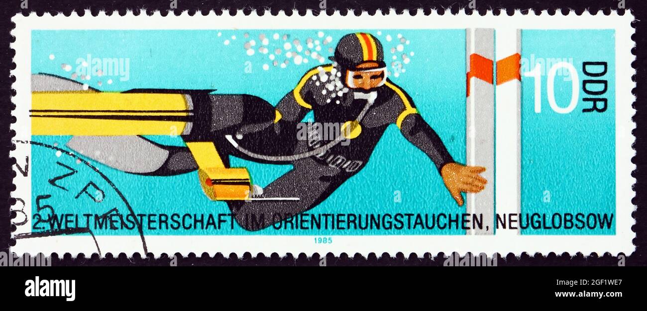 GERMANY - CIRCA 1985: a stamp printed in Germany shows Diver at Turning ...
