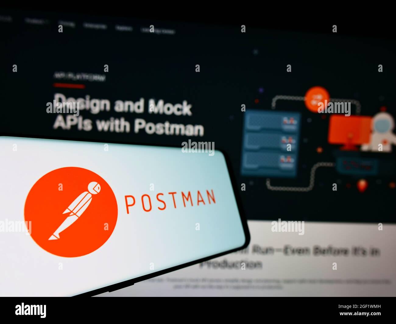 Smartphone with logo of US collaboration platform company Postman Inc ...