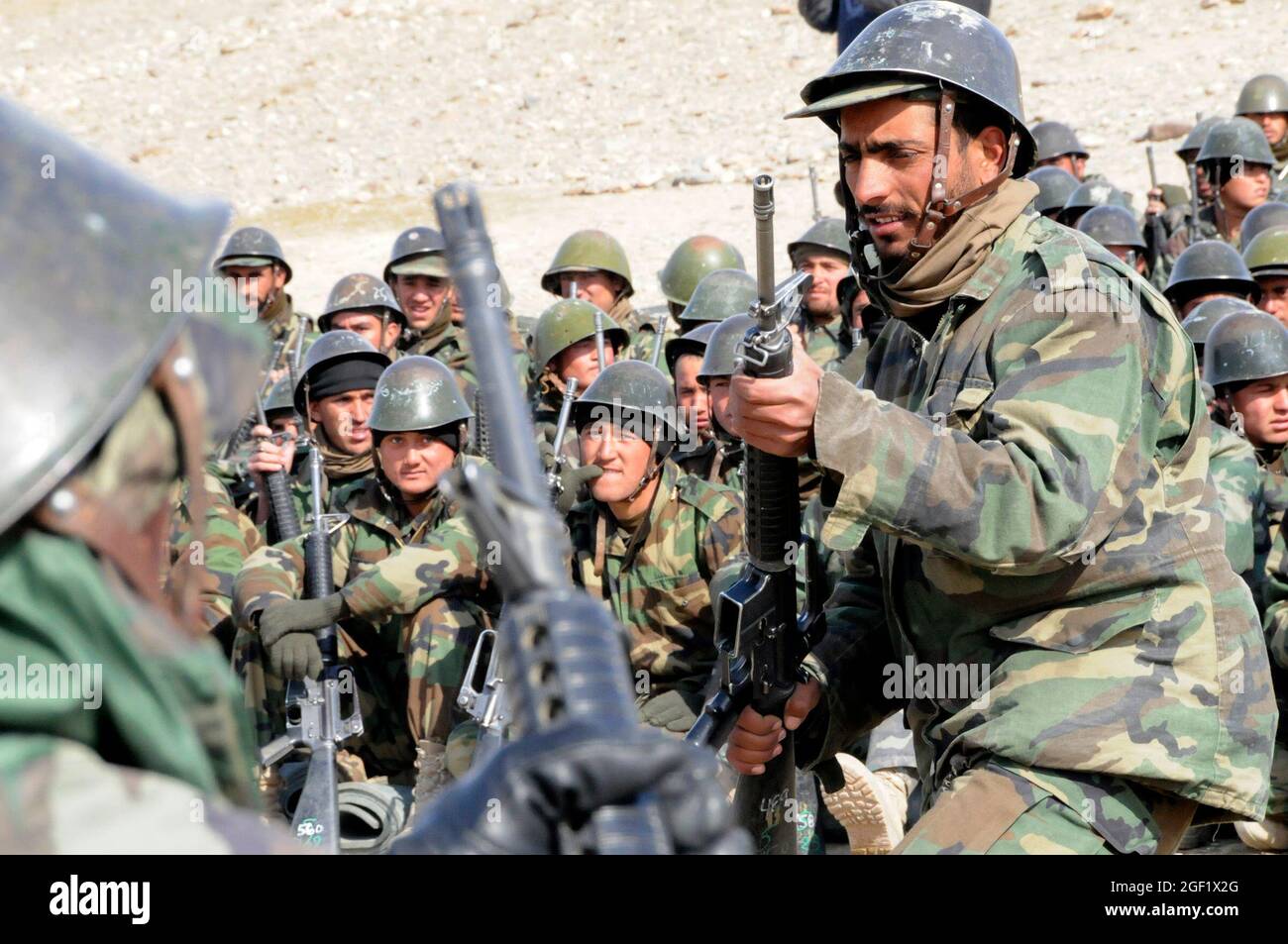Afghan National Army trainees practice close quarters combat techniques ...