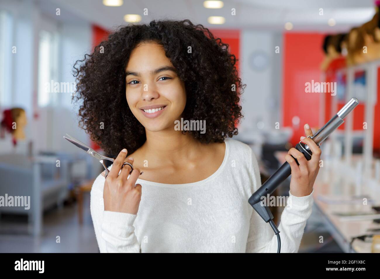 portrait of smiling owner of hairdresser salon Stock Photo - Alamy
