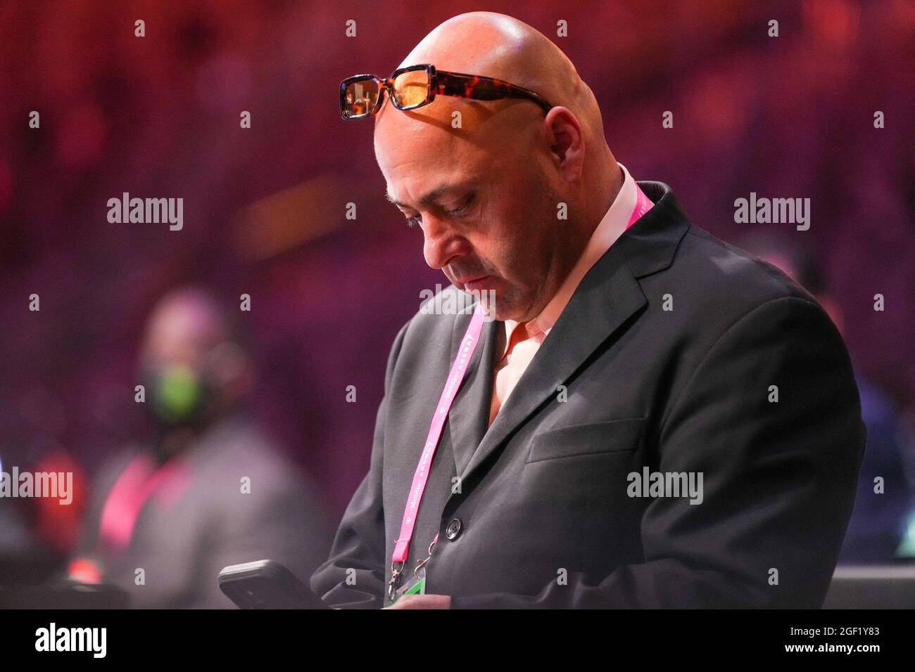 Mario Serrano, Ugas’s Publicist snaps some pics of his fighter on stage ...