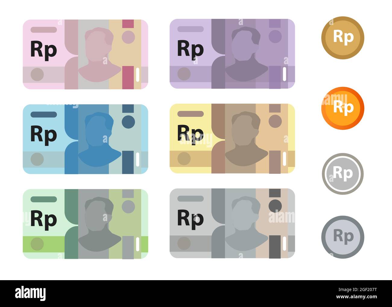 icon money Rupiah Indonesia IDR cash paper money currency banknotes of ...