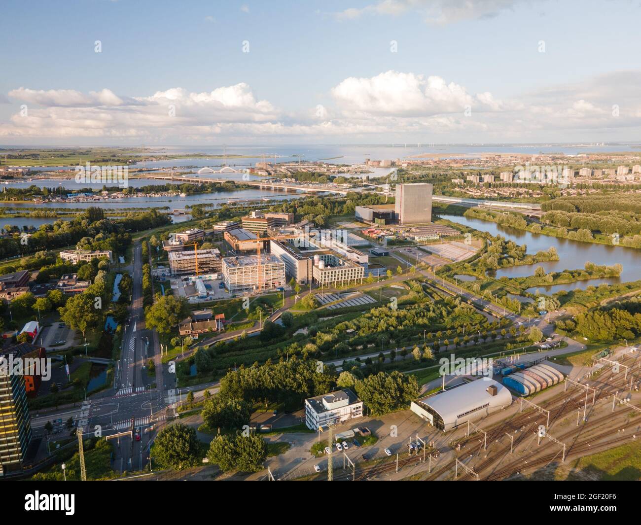 Amsterdam, 8th of August 2021, Aerial view of Amsterdam science park in ...