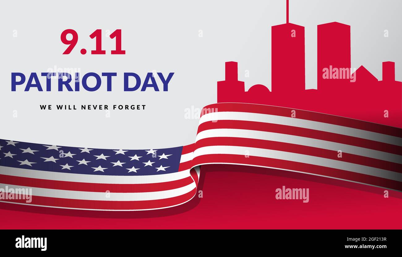 patriot day 11 September horizontal banner, world trade center building ...