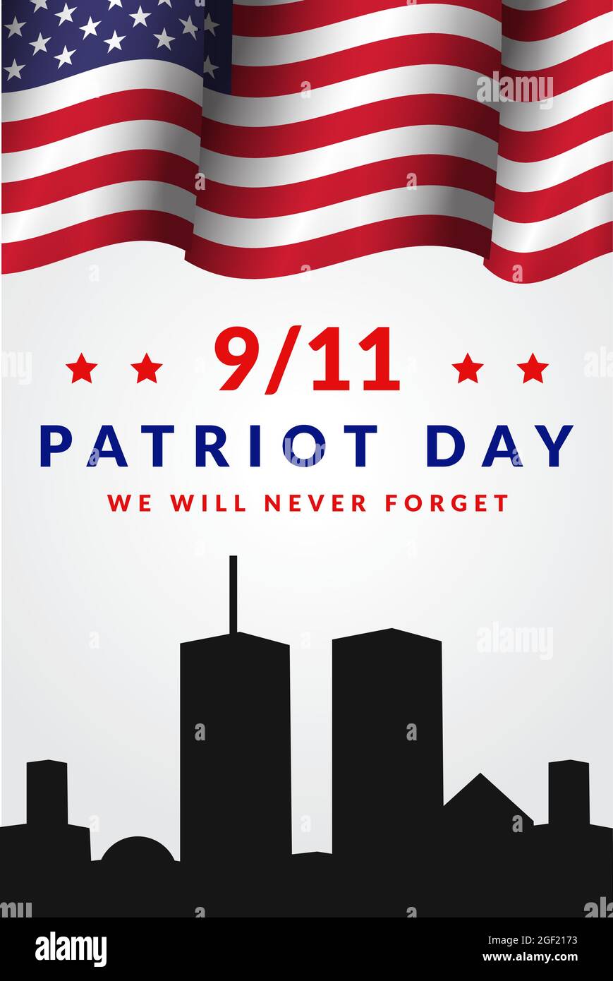 patriot day memorial 11 September vertical banner. with WTC tower ...