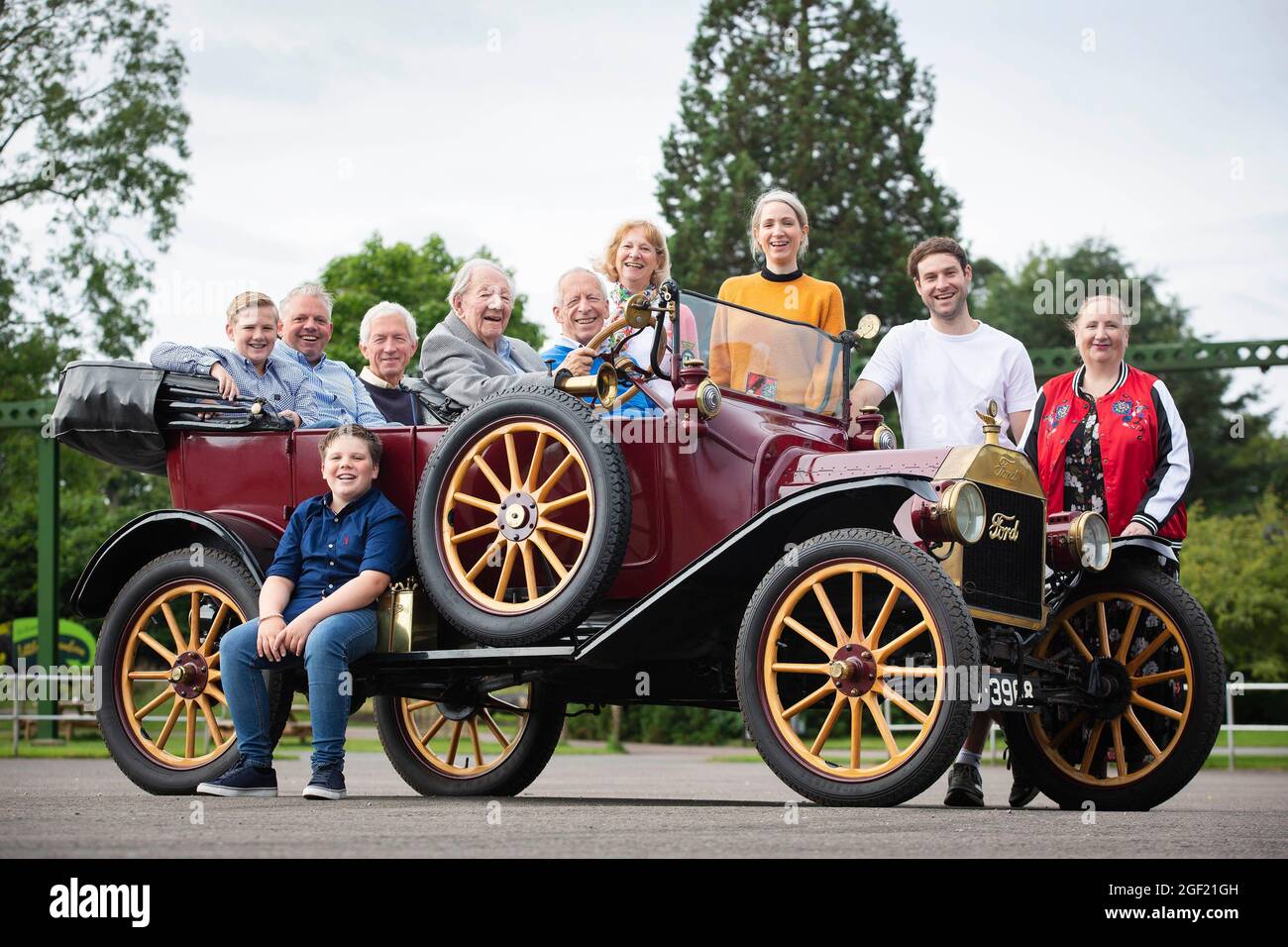 EDITORIAL USE ONLY 101-year-old, Harold Baggott takes three generations ...