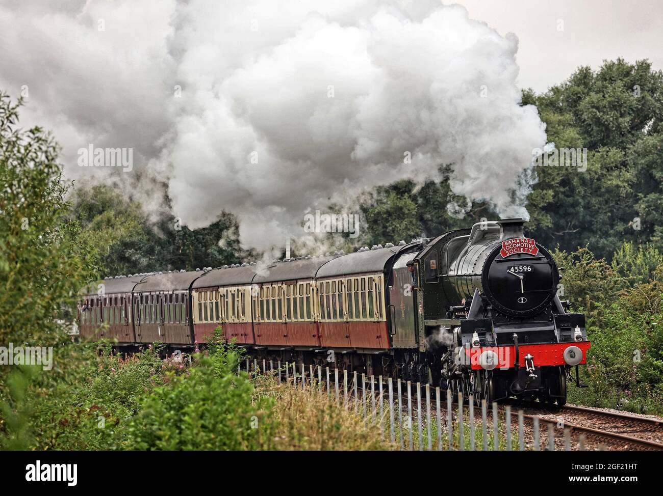 Peterborough, UK. 22nd Aug, 2021. The 45596 Bahamas steam locomotive on ...