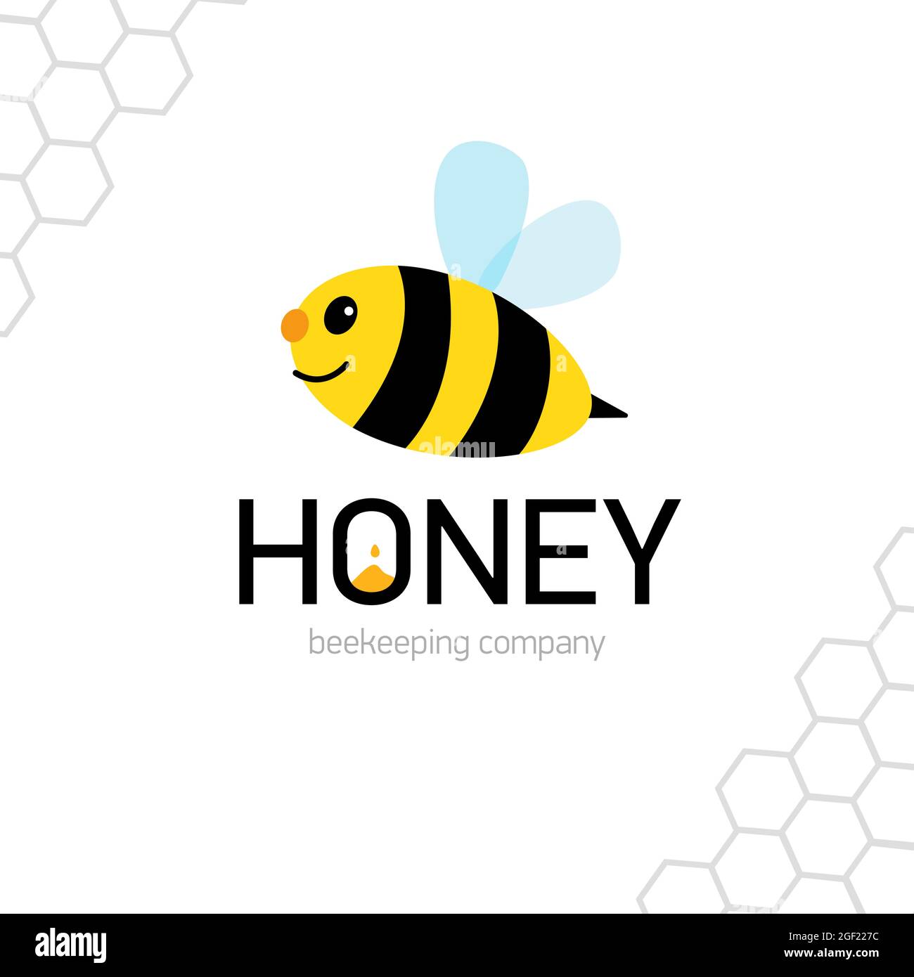 Merry bee. Logo for honey producer company. Cute striped cartoon Stock ...