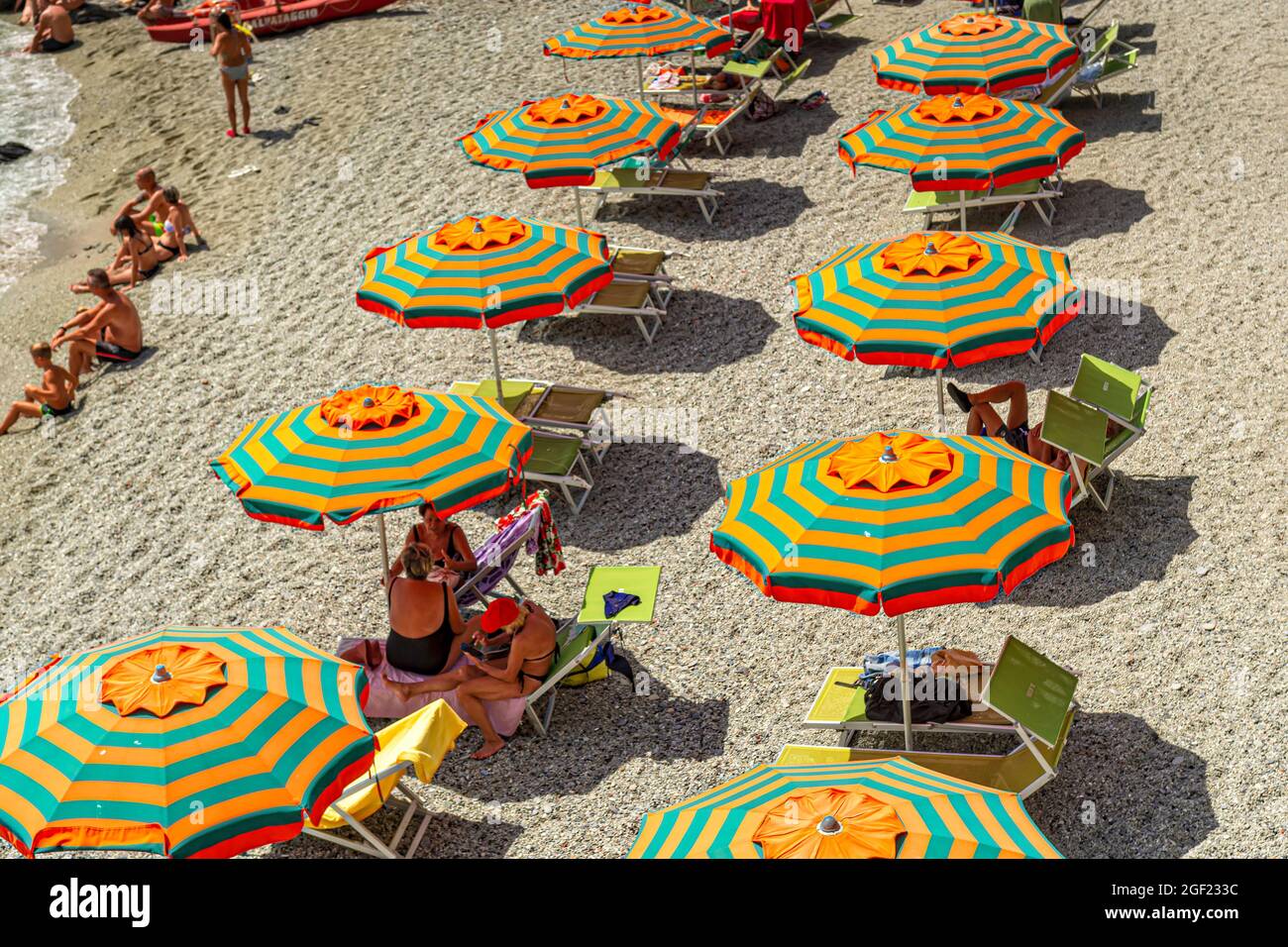 Monterosso, Italy - August 10, 2021: Spiaggia di Fegina beach at ...