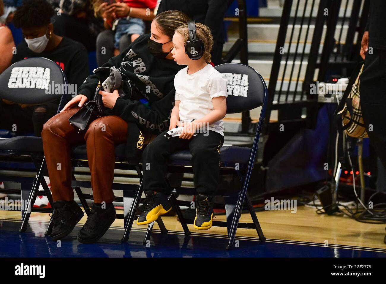 Adonis Graham, son of Canadian rapper Drake, watches the 2021 CIF ...
