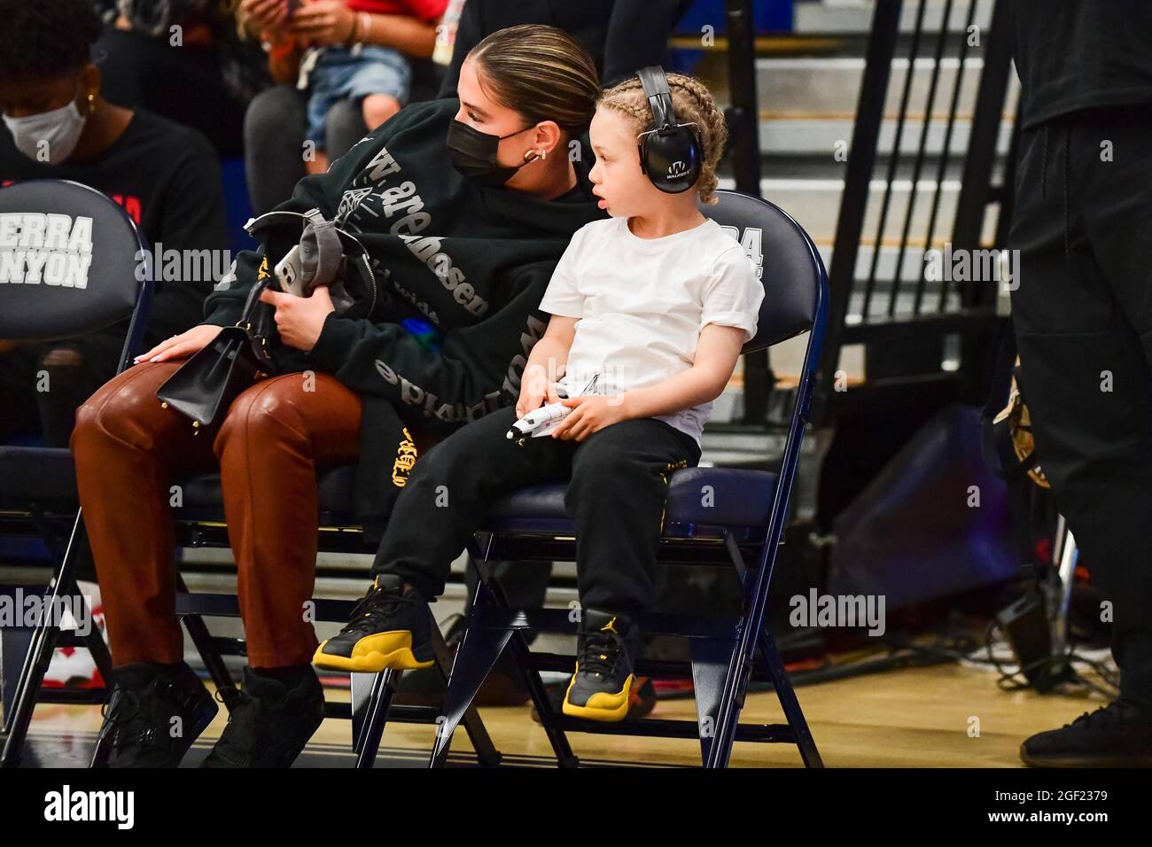 Adonis Graham, son of Canadian rapper Drake, watches the 2021 CIF ...