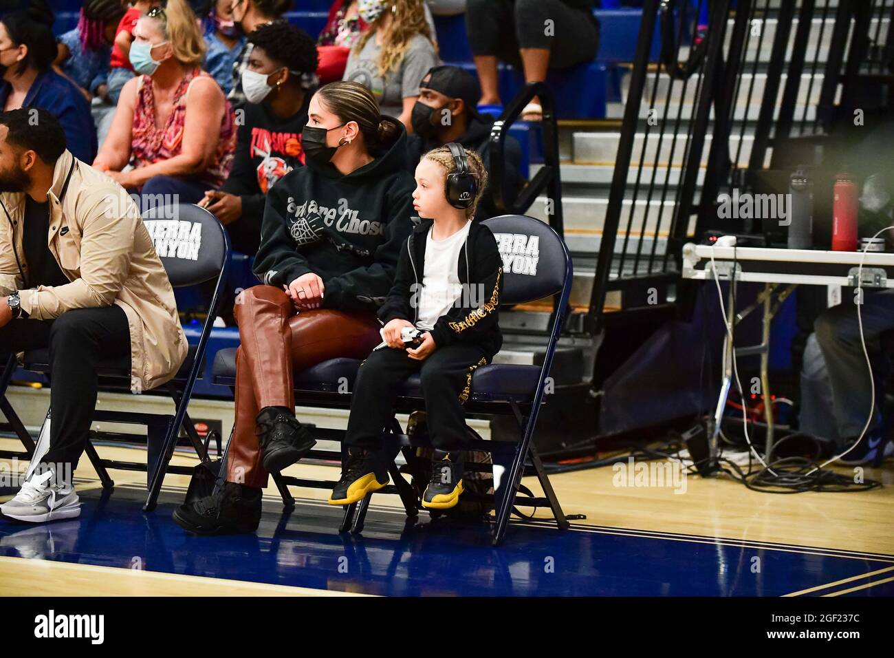 Adonis Graham, son of Canadian rapper Drake, watches the 2021 CIF ...