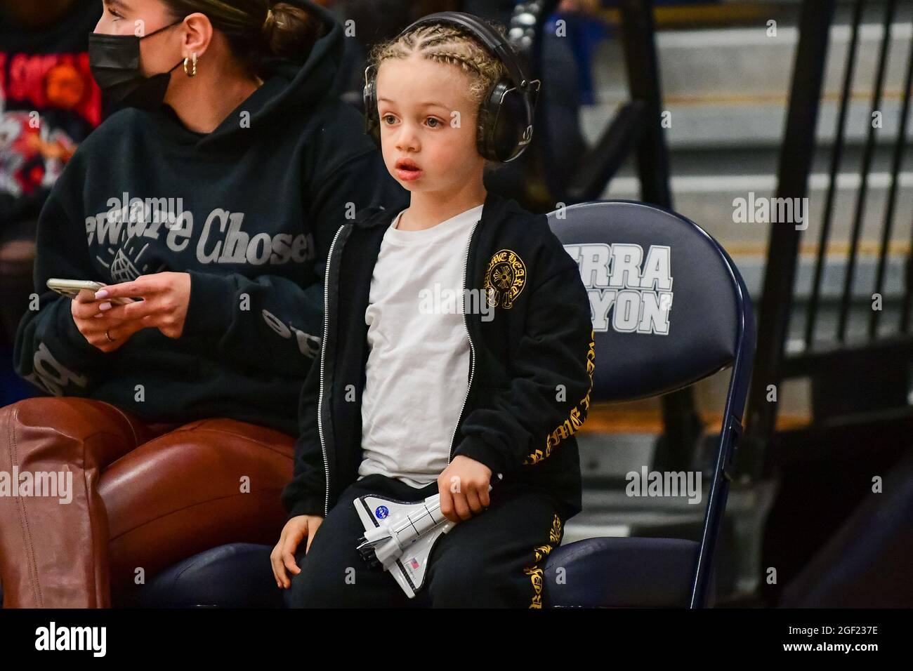 Adonis Graham, son of Canadian rapper Drake, watches the 2021 CIF ...