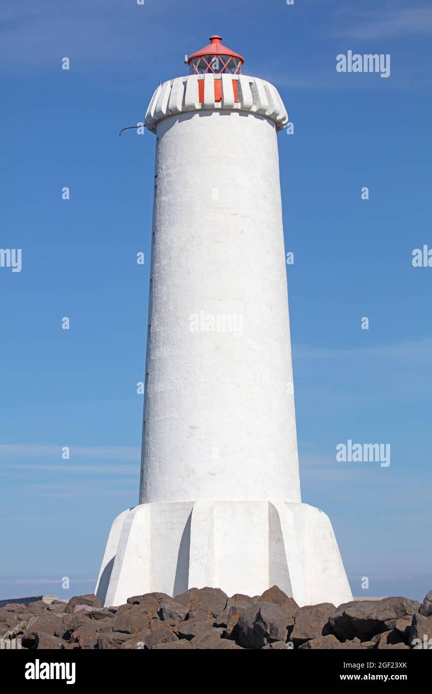 Modern lighthouse at Akranes, West Iceland, blue sky Stock Photo - Alamy