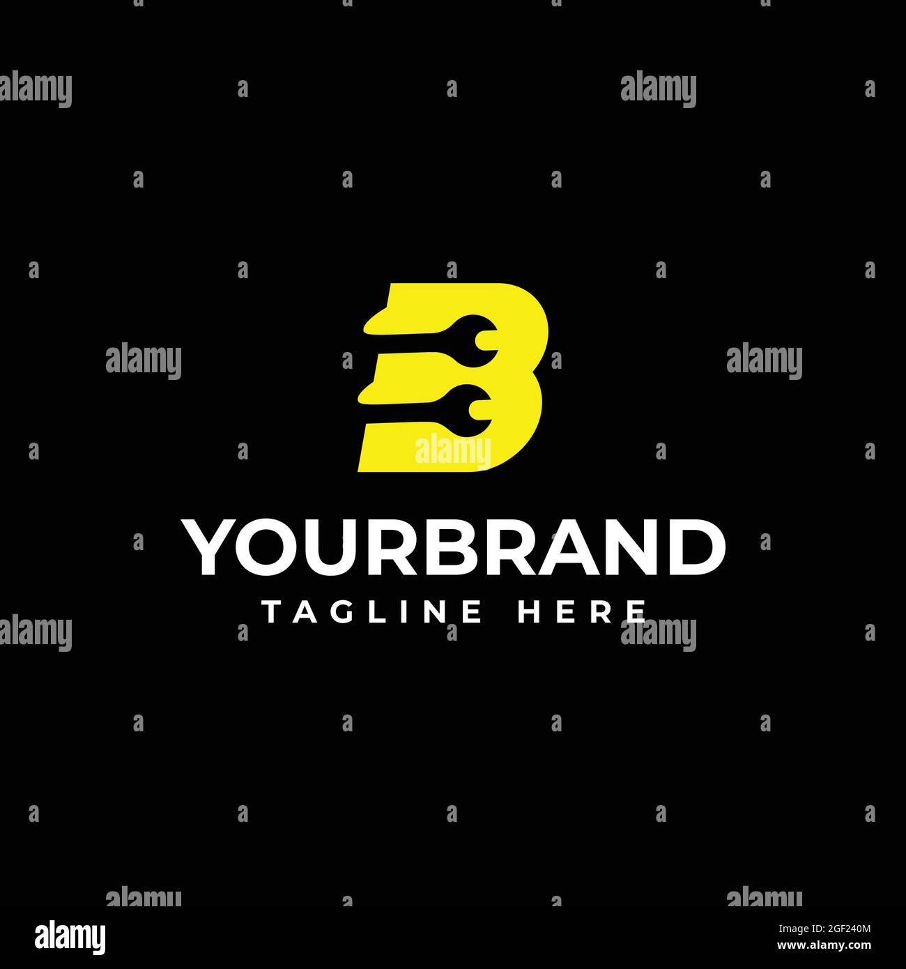 Logo template design with stylish letter B on black background. Vector ...