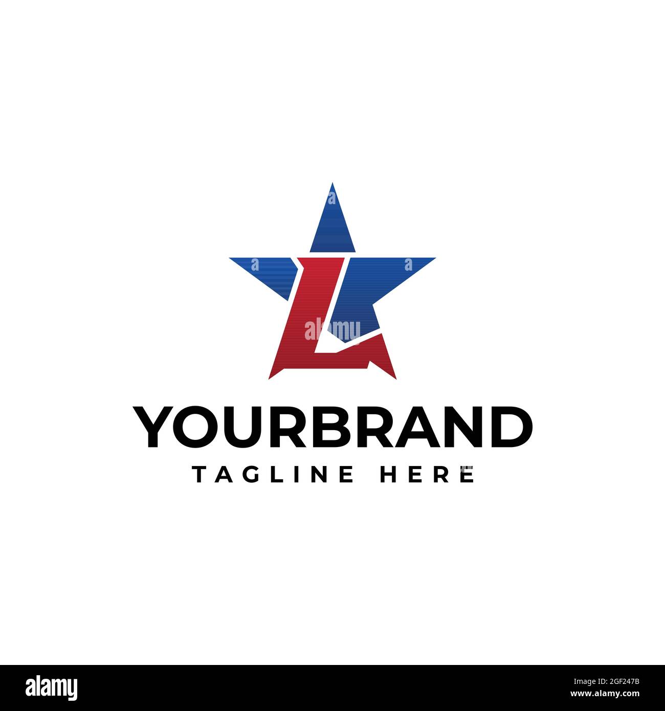 L letter logo font and the blue star. Vector design template elements ...